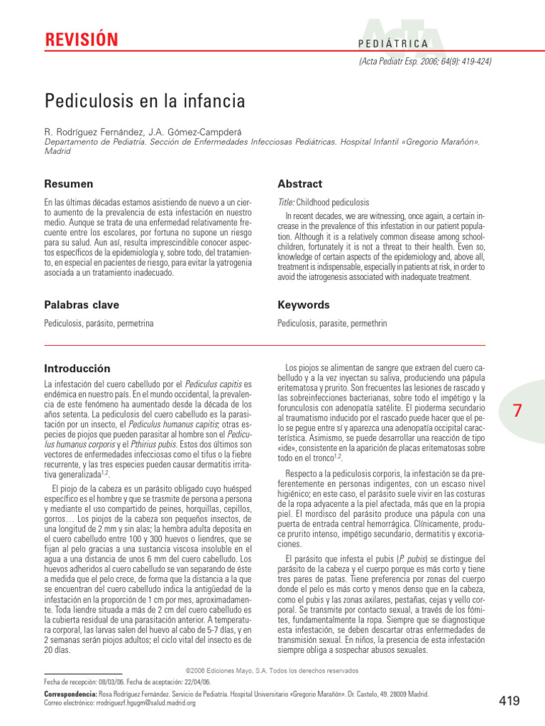 Revision Pediculosis 1 | PDF