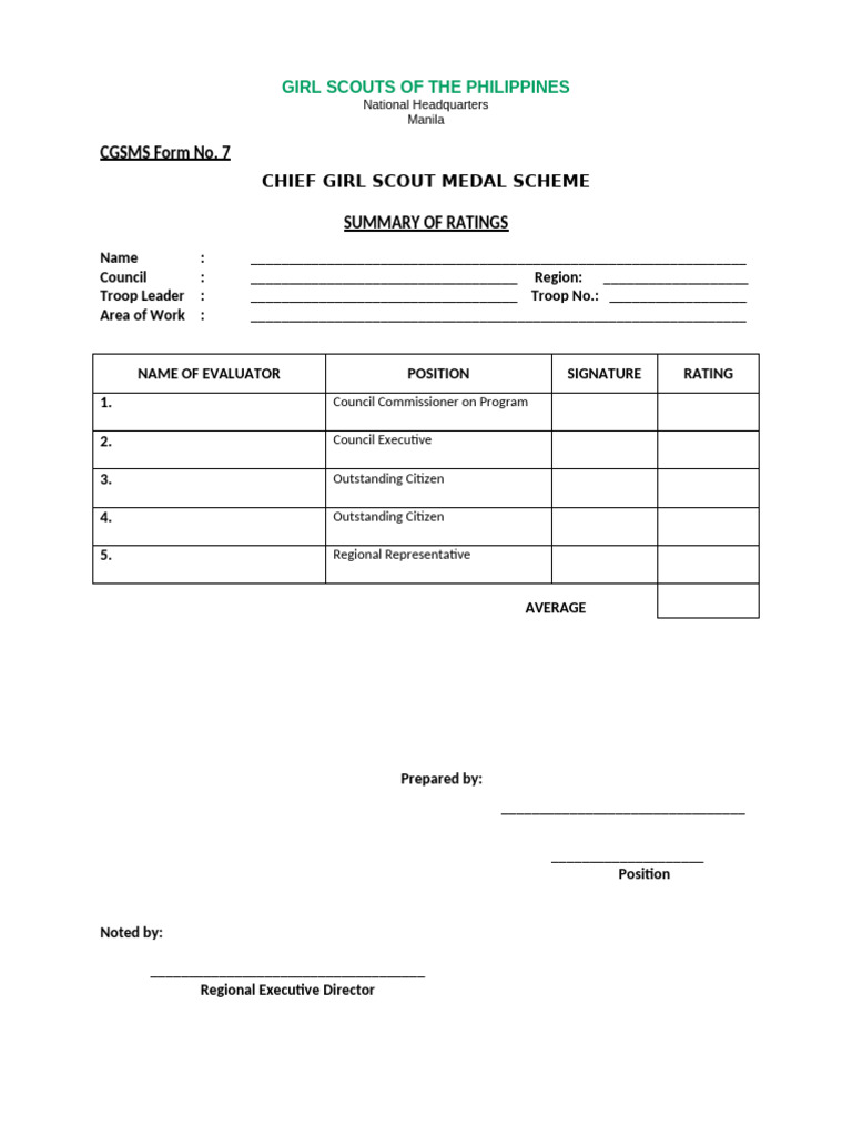 CGSMS Form No. 7 | PDF