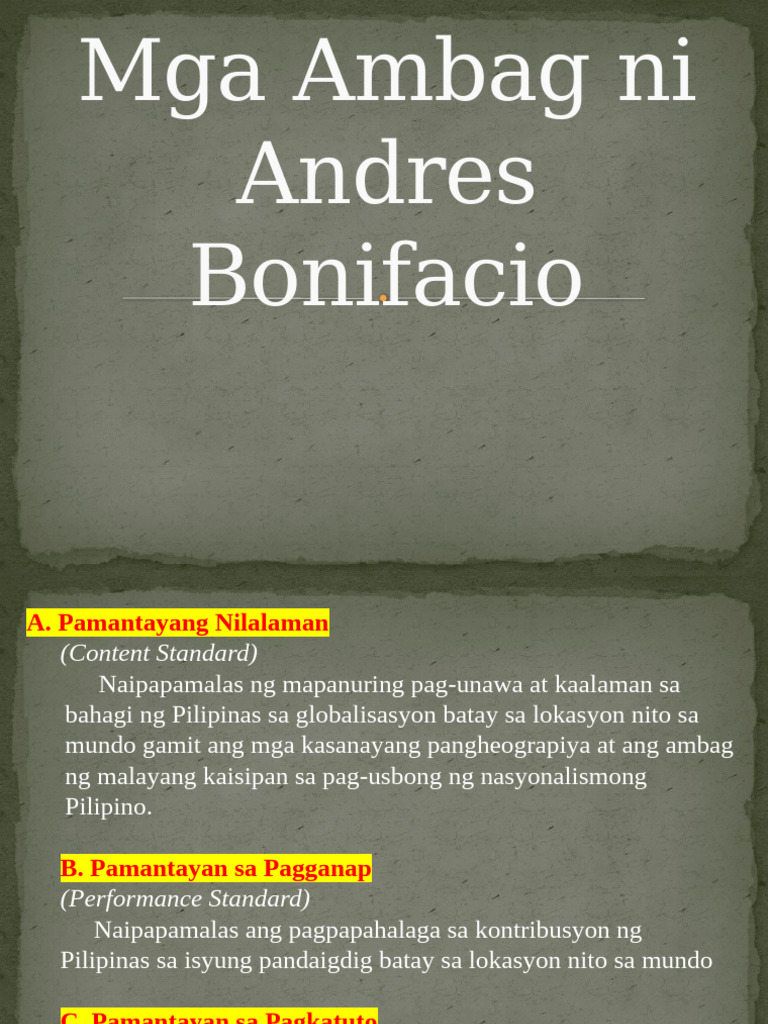 Mga Ambag Ni Andress Bonifacio | PDF