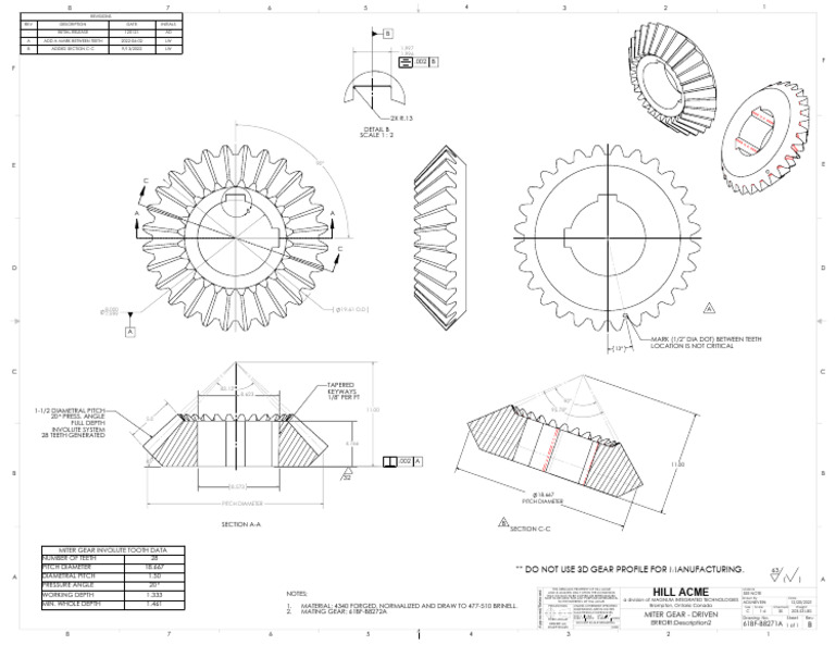 Miter Gear Involute Tooth Specifications | PDF | Gear | Mechanical ...