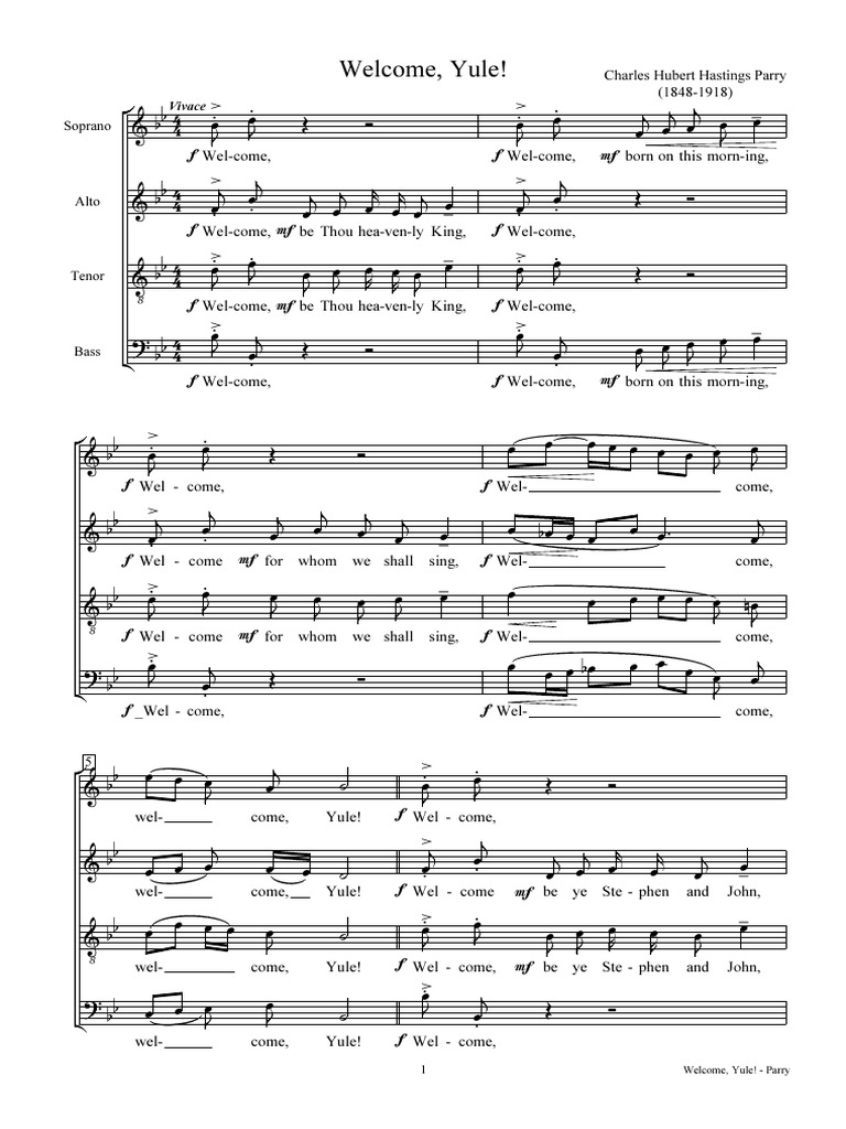 Hubert Parry (1848-1918) - Welcome Yule | PDF