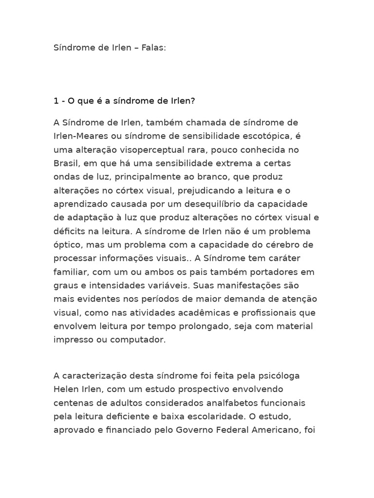 Entenda a Síndrome de Irlen e Seus Sintomas | PDF | Sistema visual | Cor