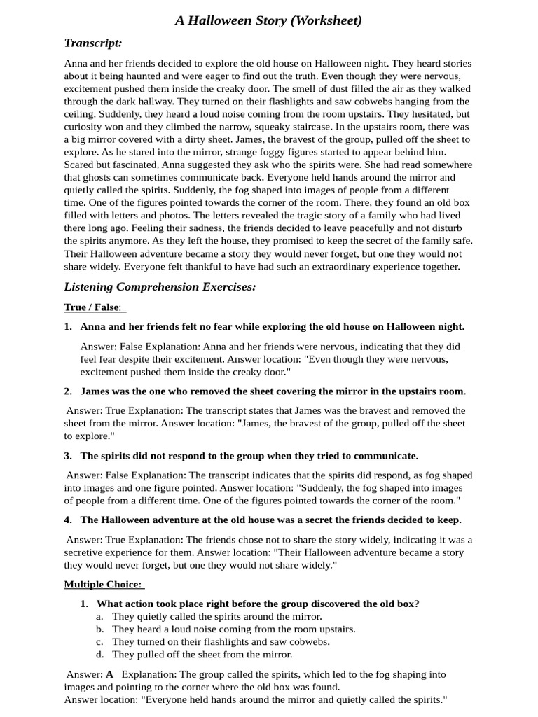 Halloween Haunted House Adventure Worksheet | PDF | Halloween