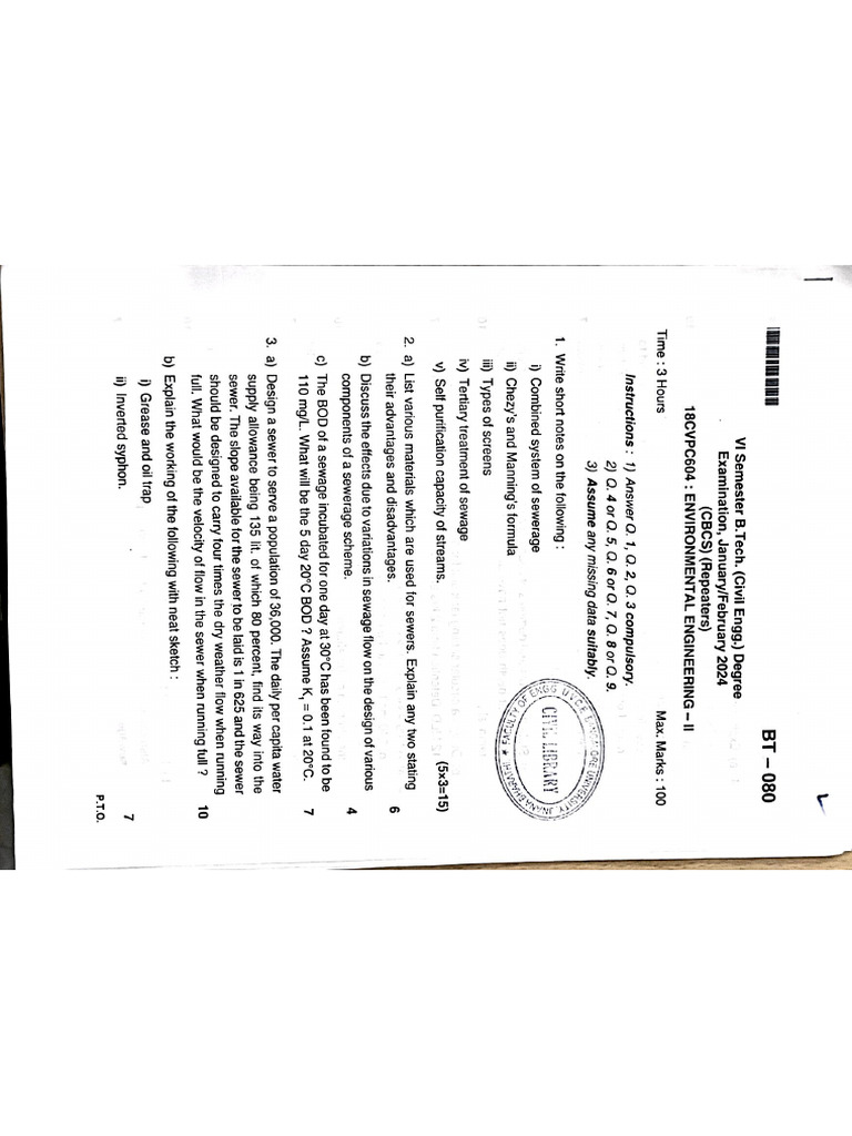 Environmental Engineering-2 QP | PDF