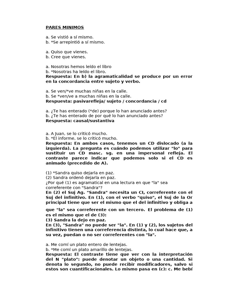 Pares Mínimos | PDF | Adverbio | Oración (Lingüística)