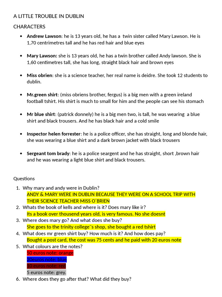 A Little Trouble in Dublin Summary | PDF | Art | Lifestyle