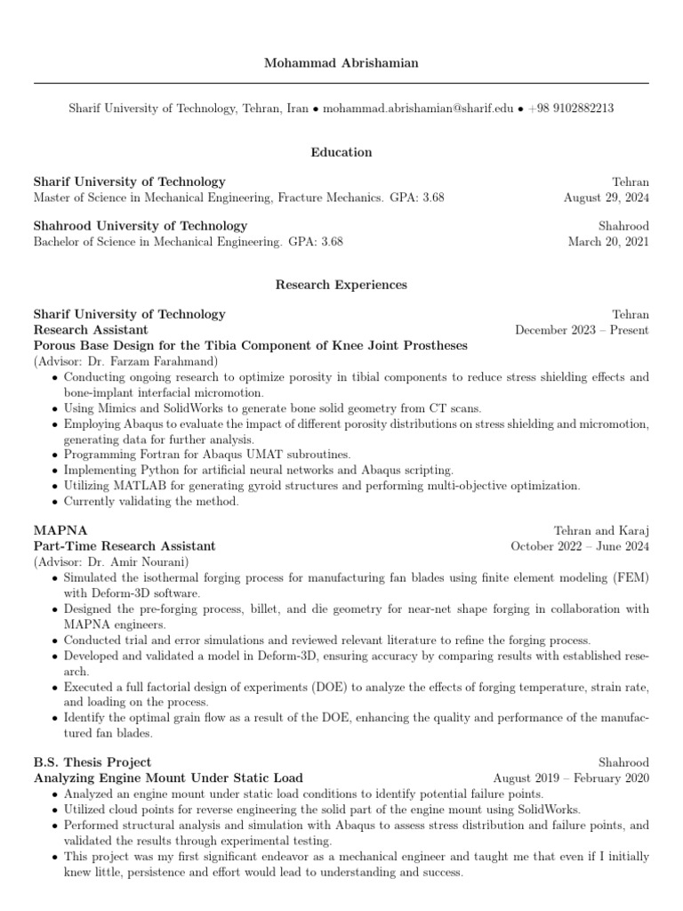 CV___Harvard_like (1) | PDF | Mechanical Engineering | Simulation