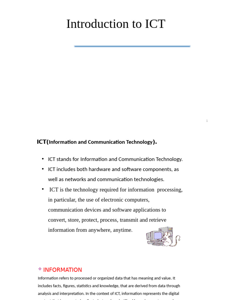 Introduction to ICT | PDF | Information And Communications Technology | Information