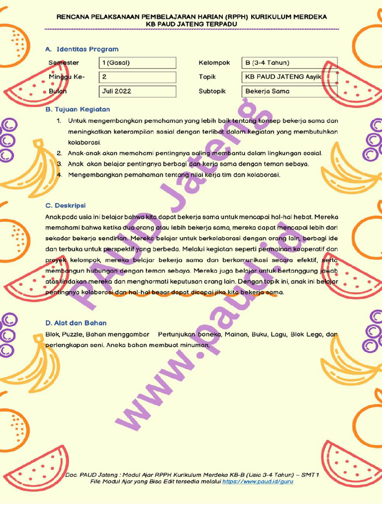 Modul Ajar RPPH KB Minggu 02 | PDF