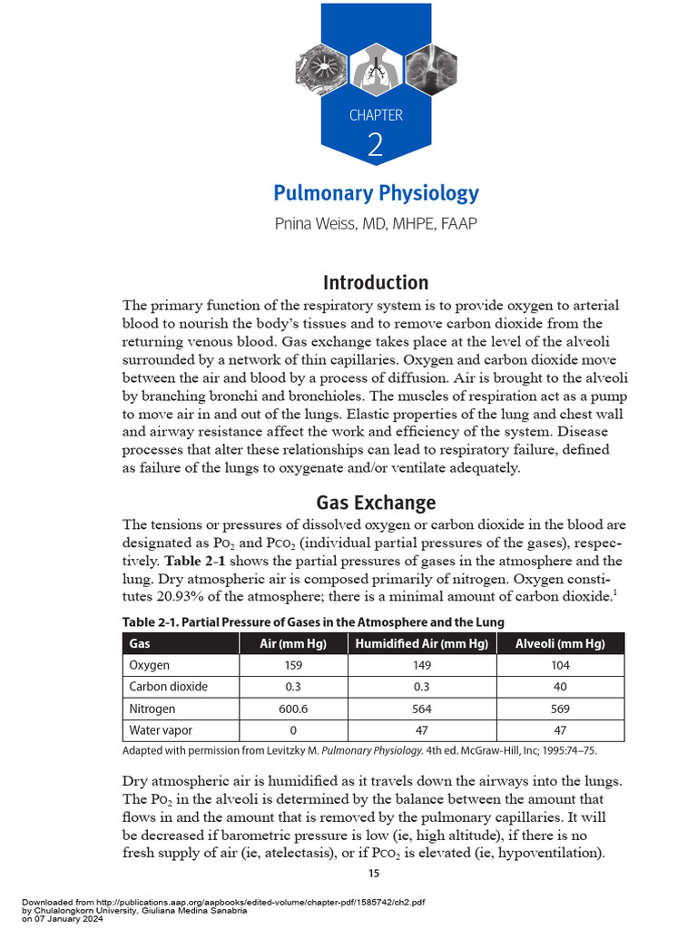 ch2. Pulmonary Physiology | PDF | Breathing | Respiratory System