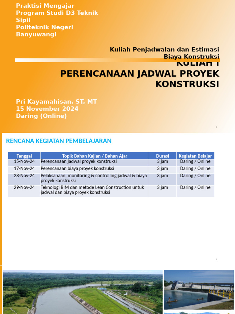 Kuliah I Perencanaan Jadwal Proyek Konstruksi | PDF | Komputer