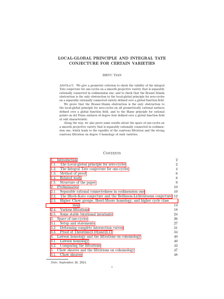 Local-Global Principle and Tate Conjecture | PDF | Field (Mathematics ...