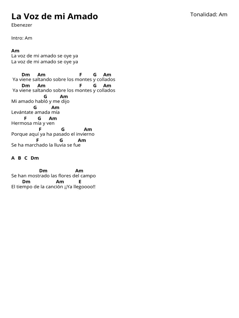 La Voz de Mi Amado: Letra y Acordes | PDF