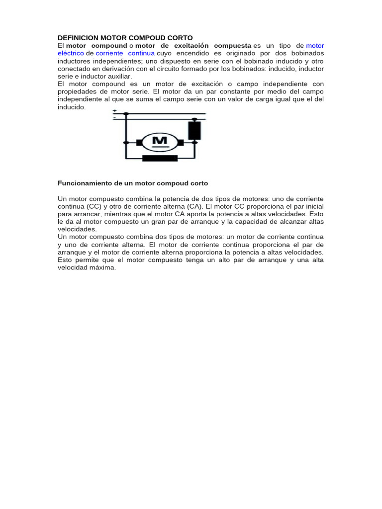 Definición de Motor Compound Corto | PDF