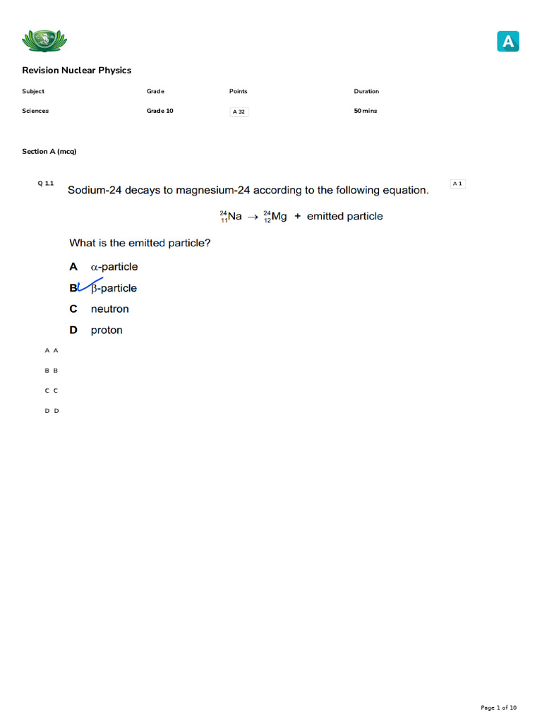 Solution Nuclear Physics Review | PDF | Atomic Nucleus | Radioactive Decay