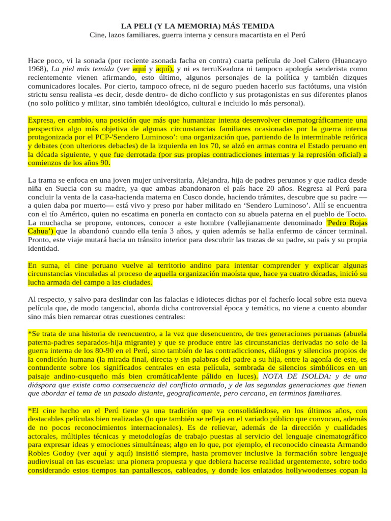 La Peli Más Temida | PDF | Perú