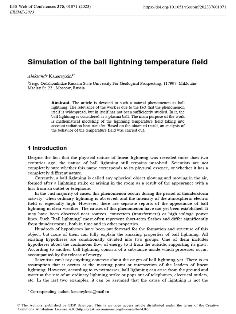 lightning ball | PDF | Plasma (Physics) | Lightning