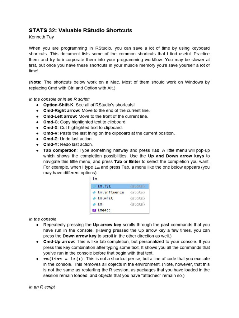 Valuable RStudio Shortcuts | PDF | Command Line Interface | Graphical ...