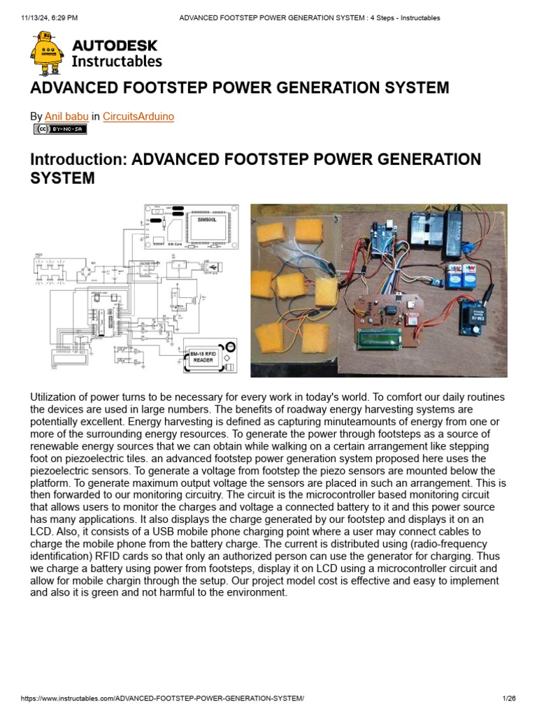 ADVANCED FOOTSTEP POWER GENERATION SYSTEM - 4 Steps - Instructables ...