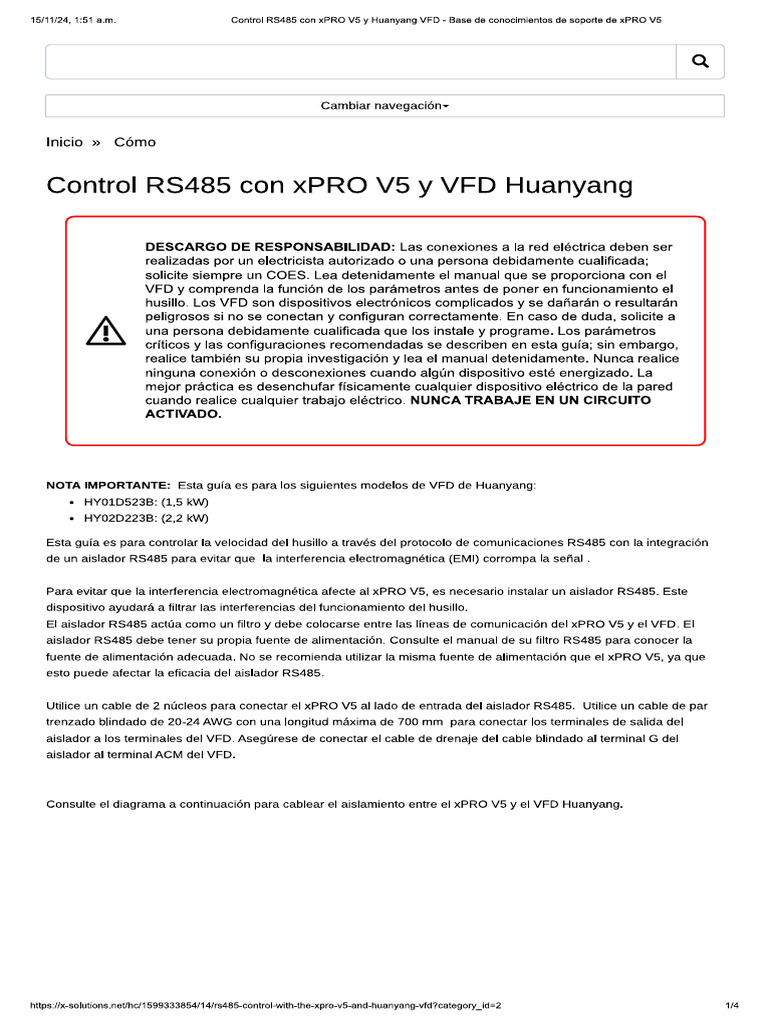 Control RS485 Con xPRO V5 y VFD Huanyang | PDF