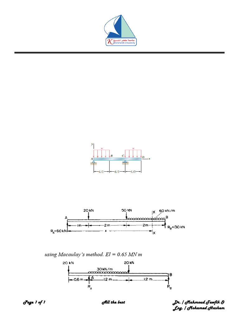 Beam Deflection Analysis Problems | PDF