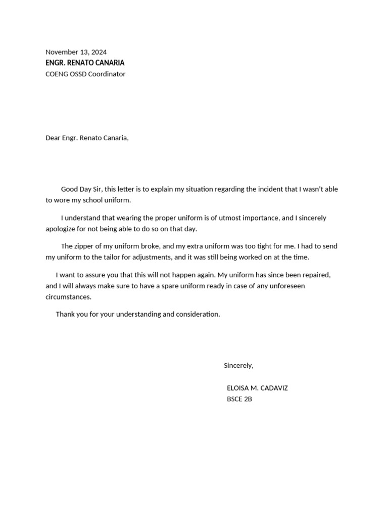 Explaination Letter | PDF