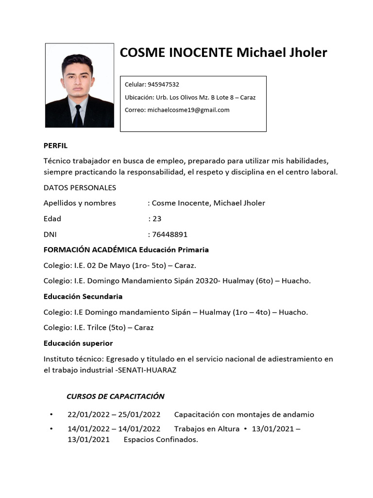 CV MICHAEL - Docx W | PDF