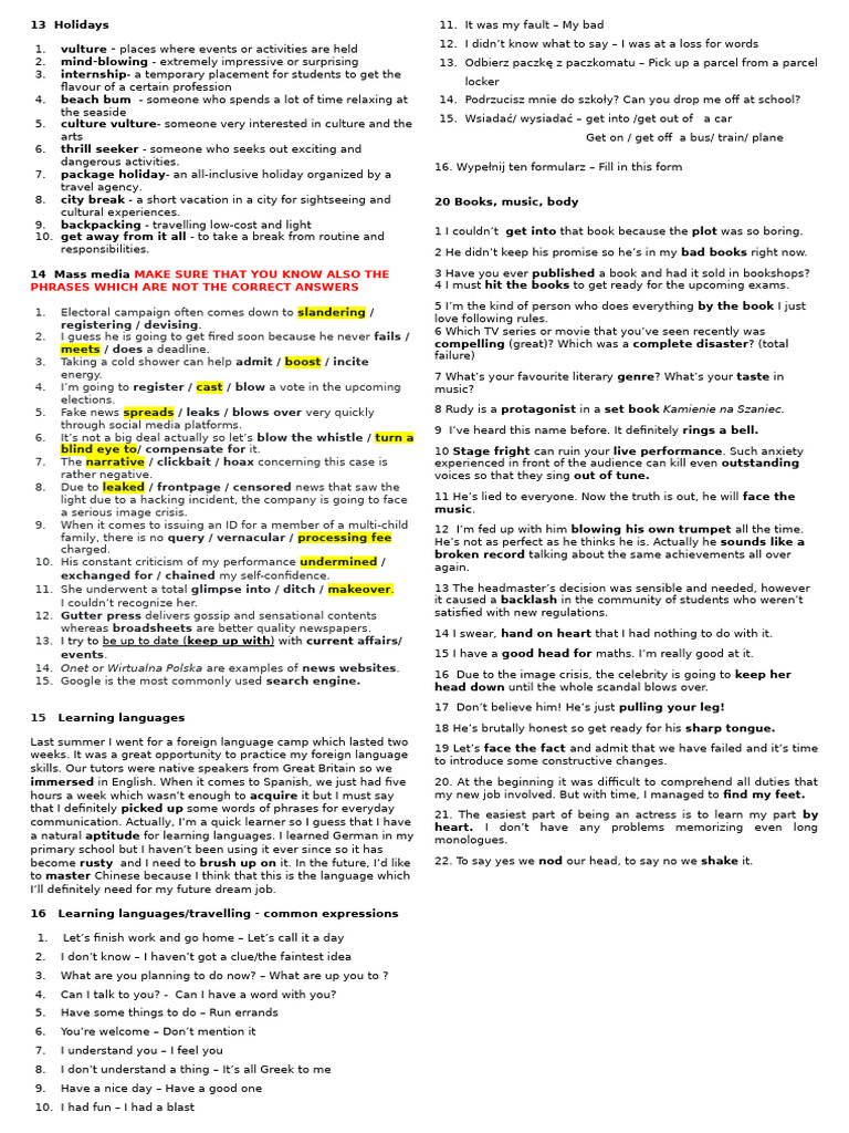 Holiday & Language Expressions Guide | PDF