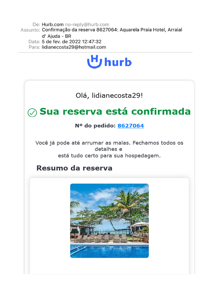 Reserva Confirmada: Aquarela Praia Hotel | PDF | Hotel | Brasil