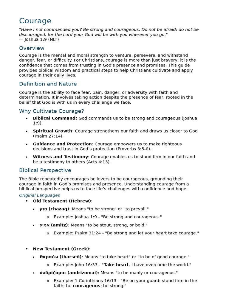 Courage | PDF | Paul The Apostle | Shadrach, Meshach, And Abednego