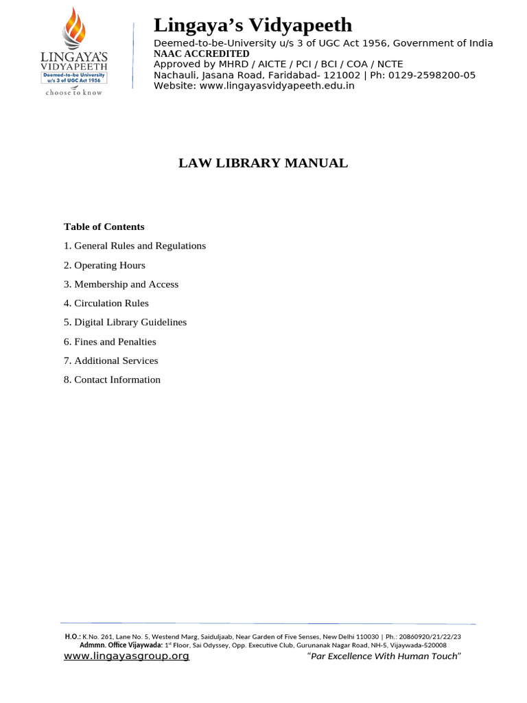 Law Library Manual | PDF | Libraries