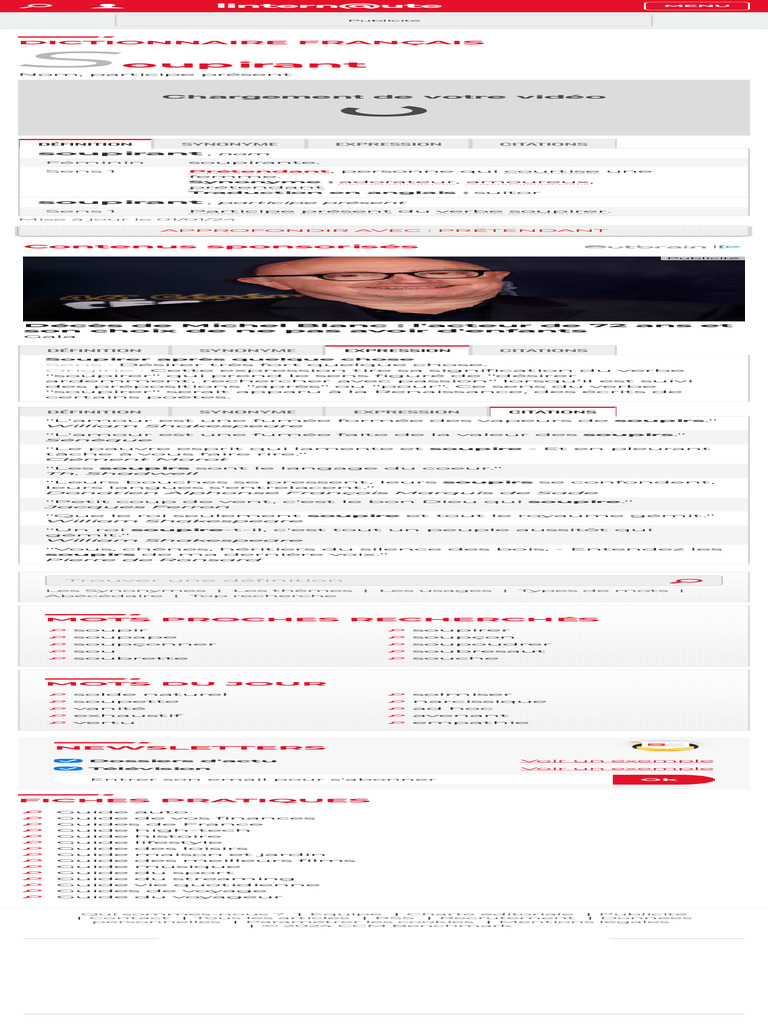 Soupirant Définition Simple Et Facile Du Dictionnaire | PDF