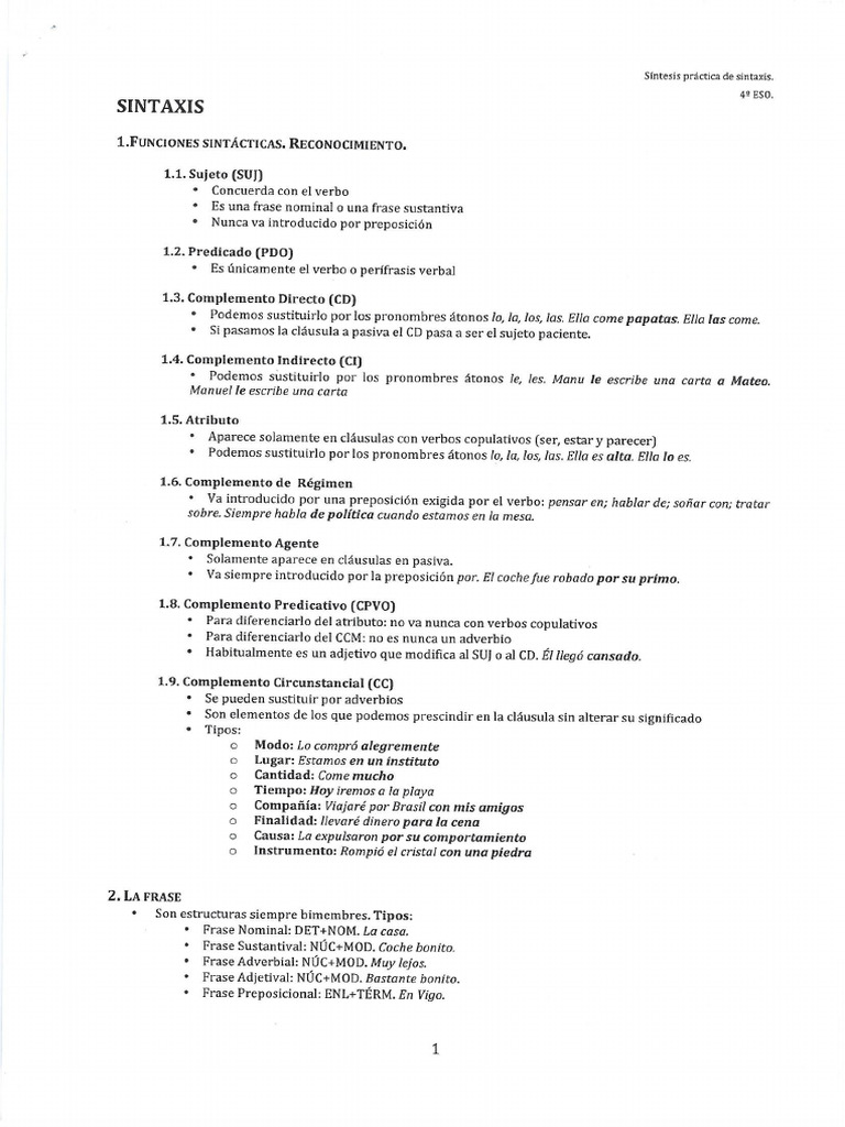 Resumen Sintaxis. | PDF