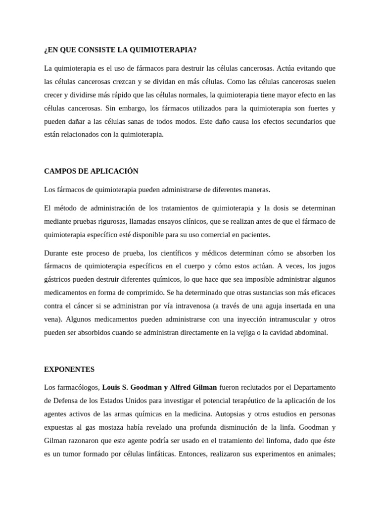 En Que Consiste La Quimioterapia | PDF | Quimioterapia | Cáncer En Que Consiste La Quimioterapia | PDF | Quimioterapia | Cáncer