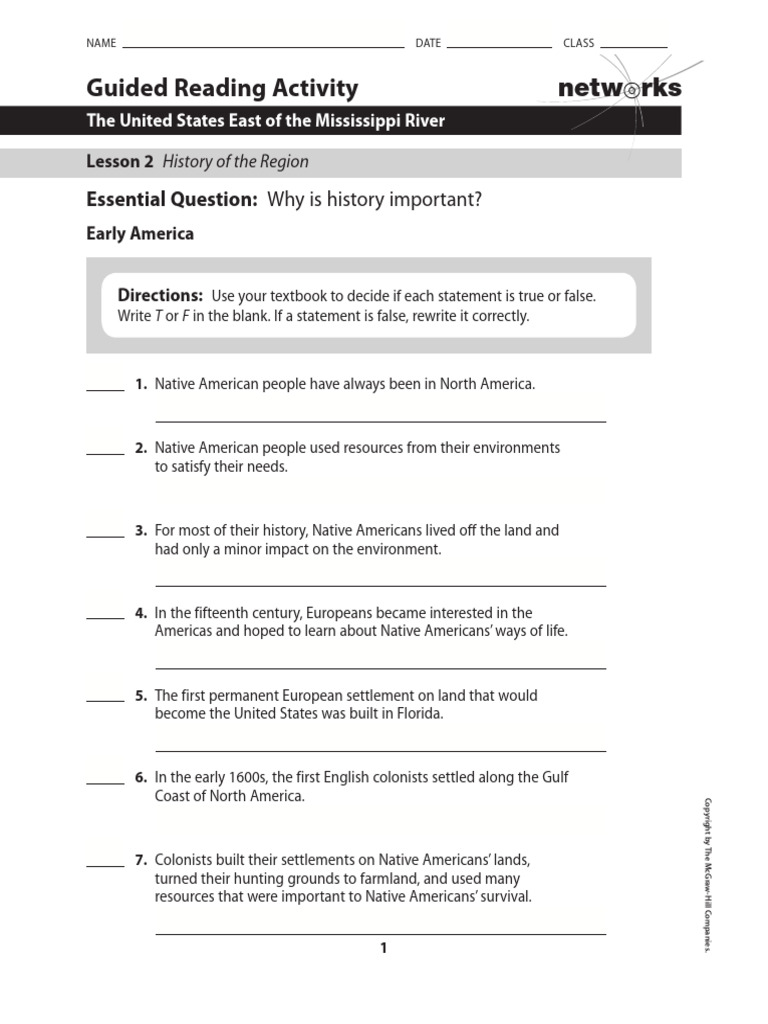 Guided Reading CH 4 Lesson 2 History of The Region | PDF | Native ...