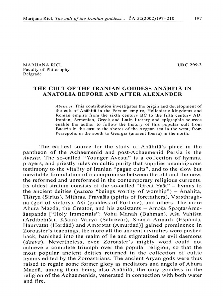 52.1 2.17. Ricl M. The Cult of The Iranian Goddess Anahita in Anatolia ...