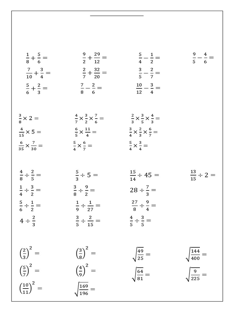 Operações Com Frações | PDF | Álgebra | Notação matemática