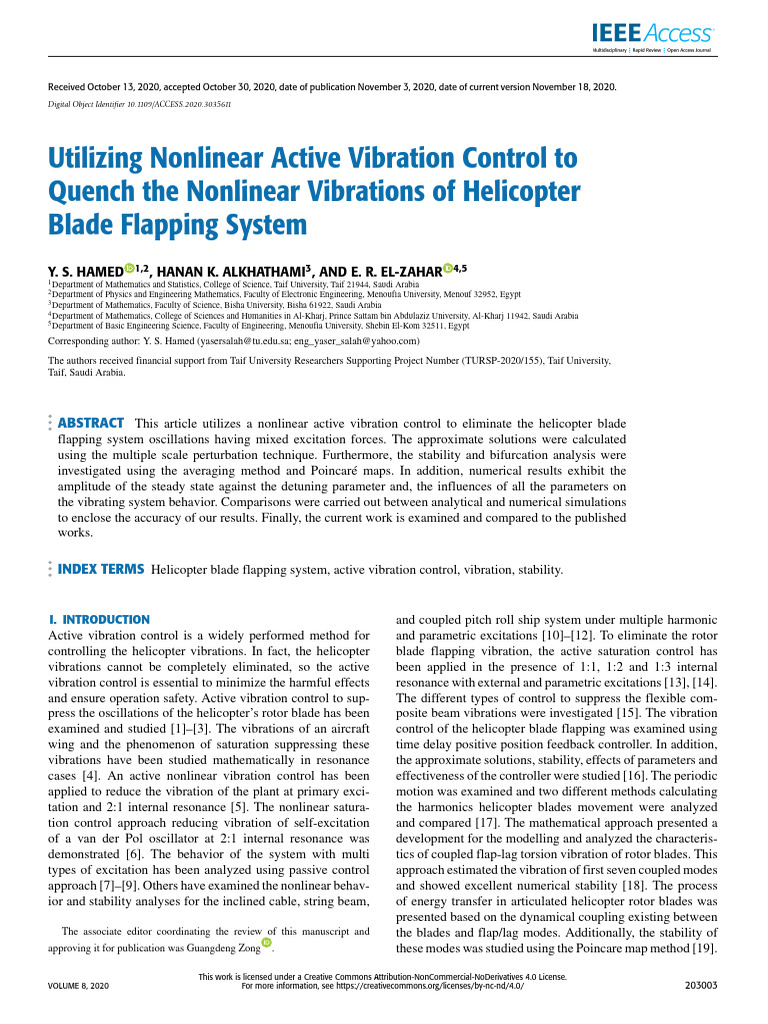 Utilizing Nonlinear Active Vibration Control To Quench The Nonlinear Vibrations Of Helicopter