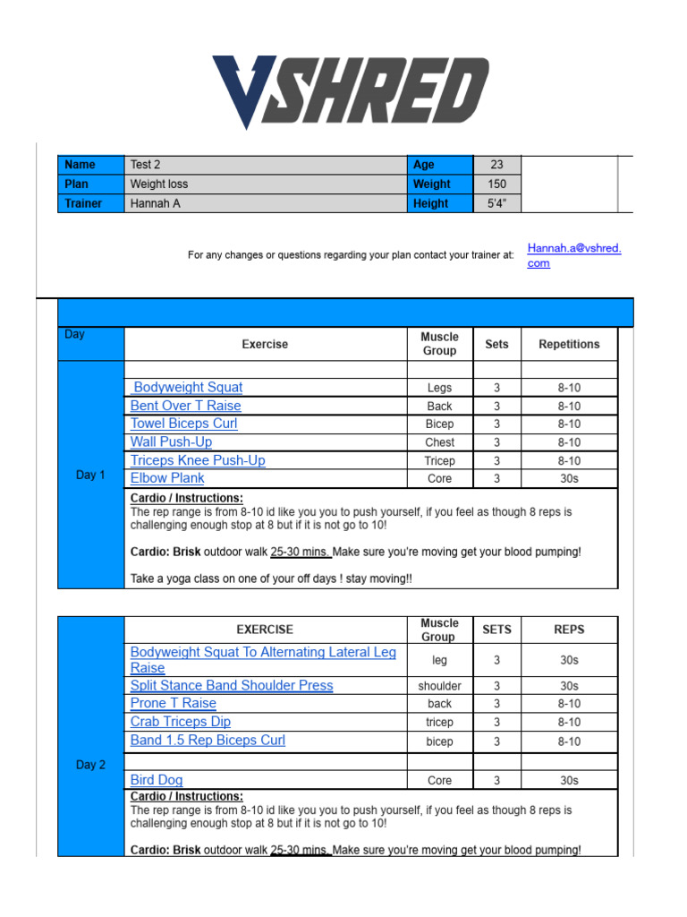 Test 2 Training Plan | PDF | Physical Exercise | Sports Science