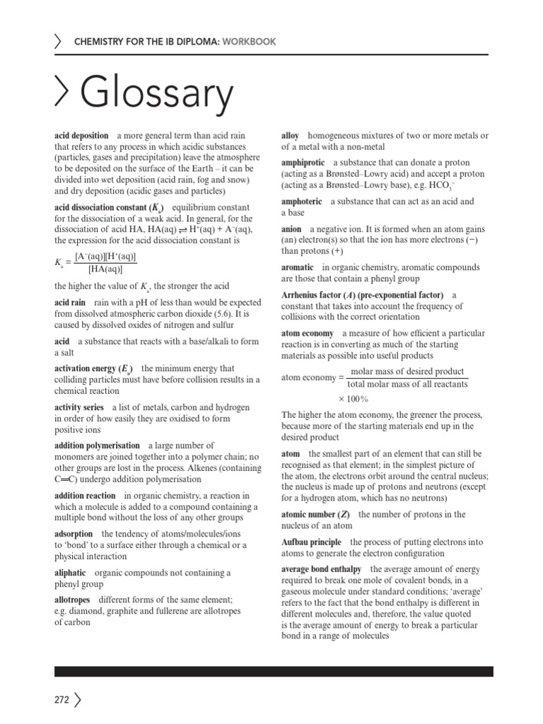 Glossary WB | PDF | Chemical Bond | Chemical Reactions