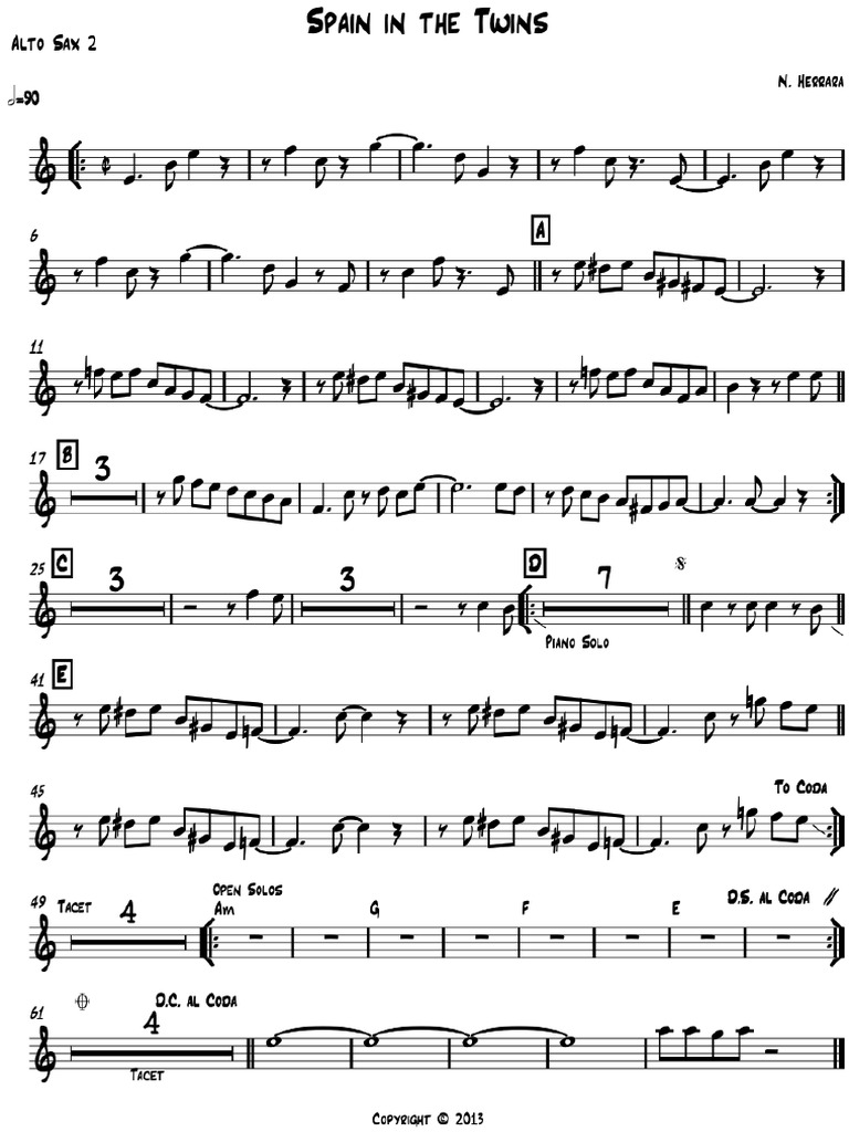 Spain in The Twins - Alto Sax 2 | PDF