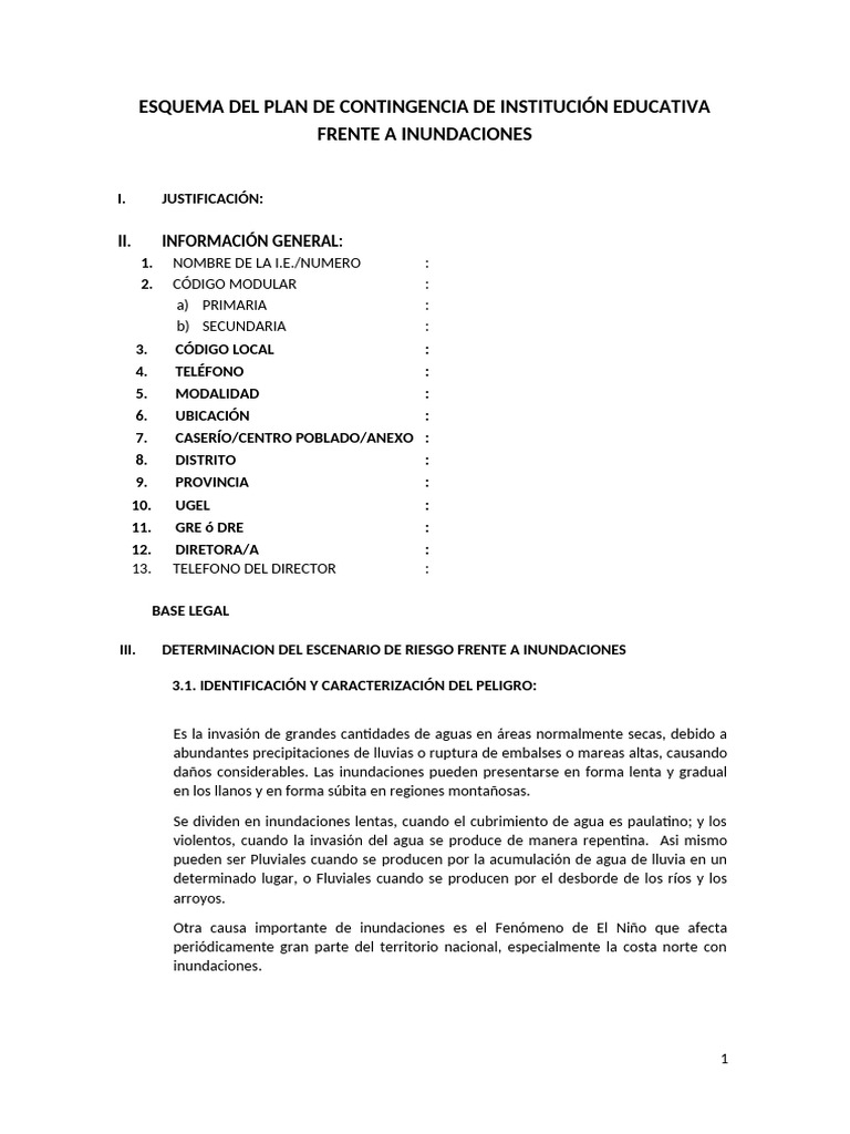 Plan de Contingencia A LABORAR | PDF | Inundar | Primeros auxilios