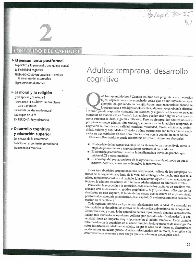 Berger 29 35 Adultez Temprana Desarrollo Cognitivo | PDF