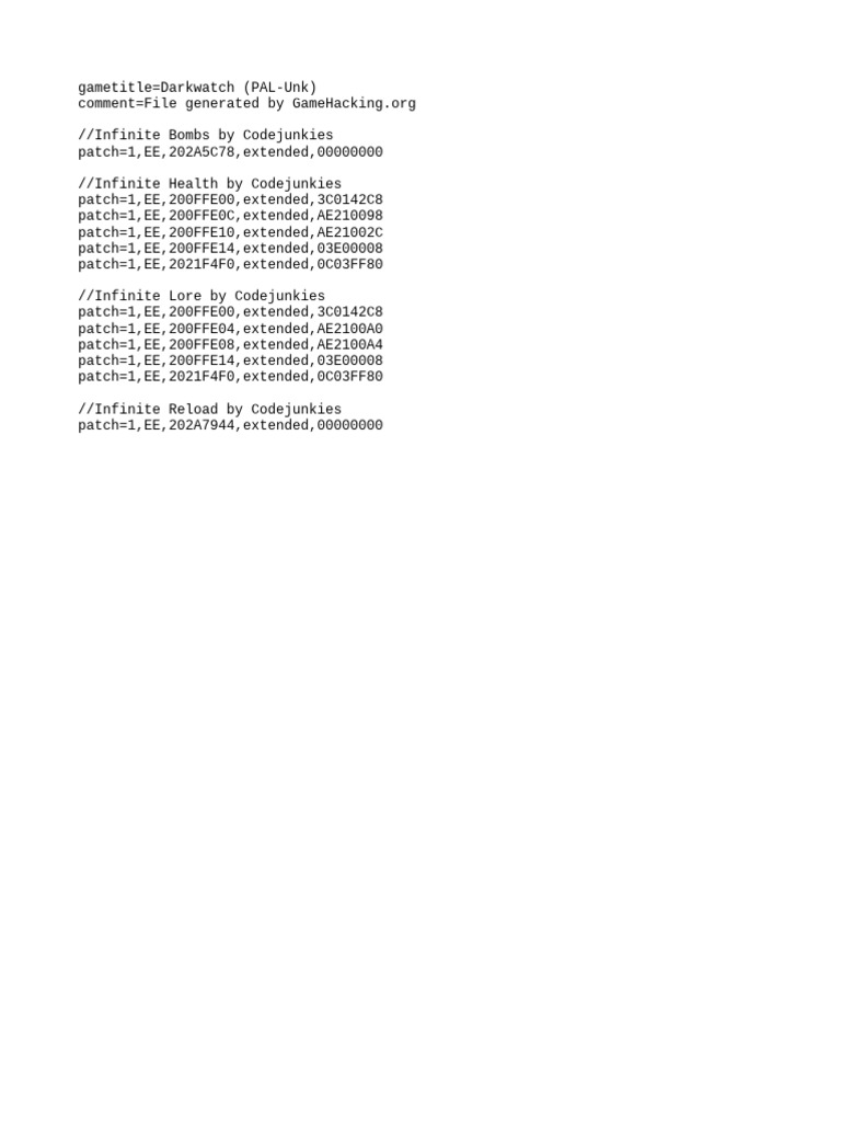 Darkwatch Pnach | PDF