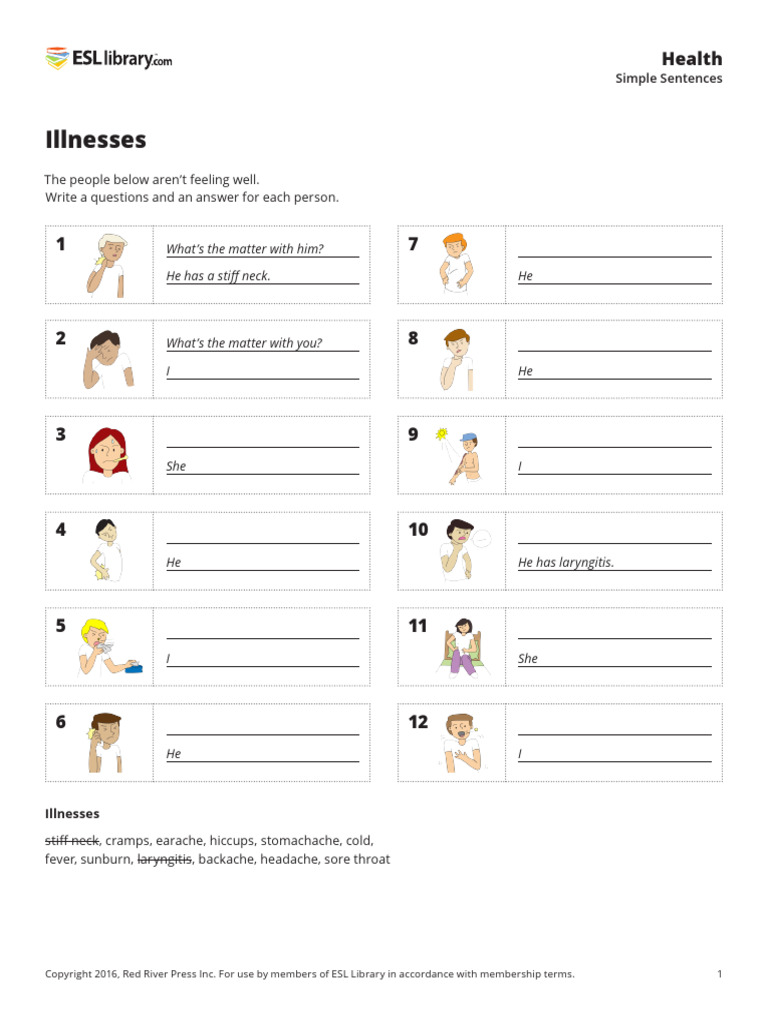 Health - Simple Sentences | PDF