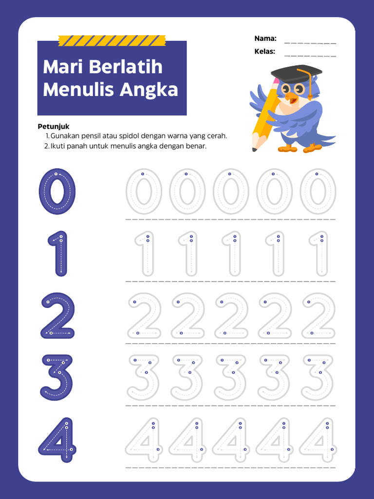 Latihan Menulis Angka 1-10 untuk Anak | PDF | Seni & Disiplin Bahasa