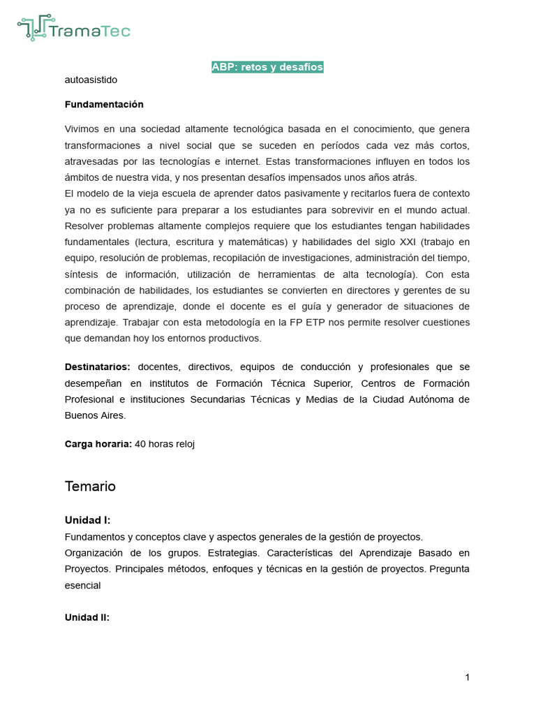 ABP Retos y Desafios Autoasistido | PDF | Gestión de proyectos ...