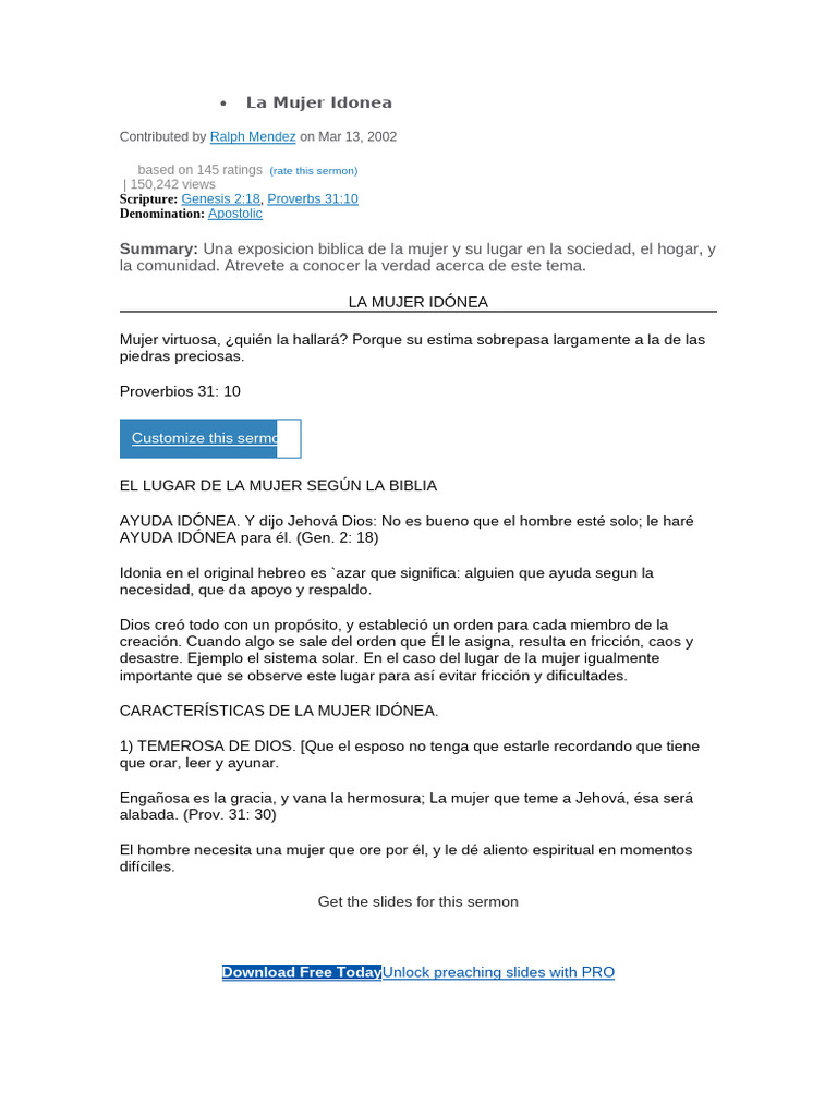 La Mujer Idónea según la Biblia | PDF | Amor | Virtud