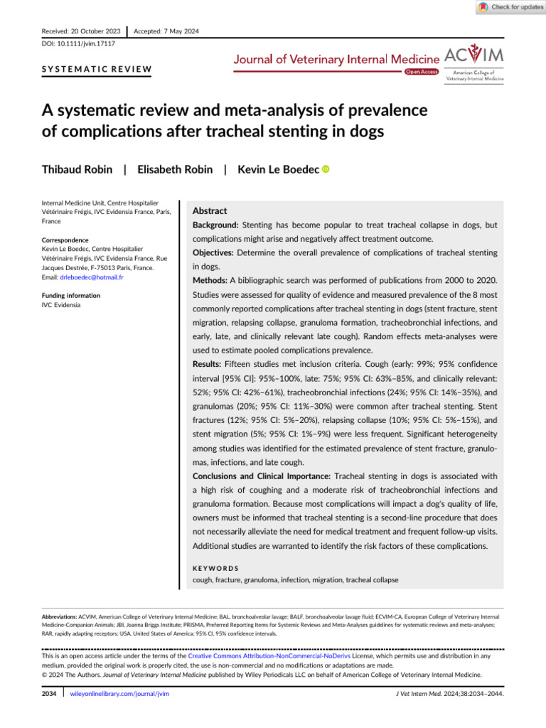 Veterinary Internal Medicne - 2024 - Robin - A Systematic Review and Meta Analysis of Prevalence ...