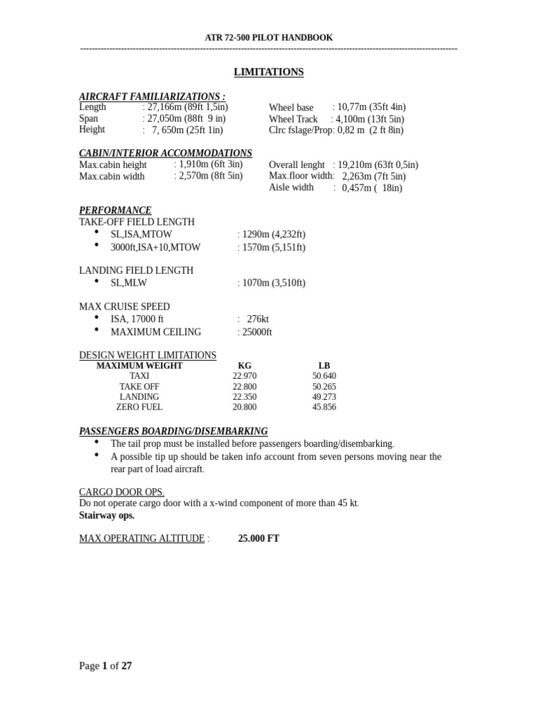 Atr 72 500 Pilot Handbook | PDF | Flap (Aeronautics) | Aerospace